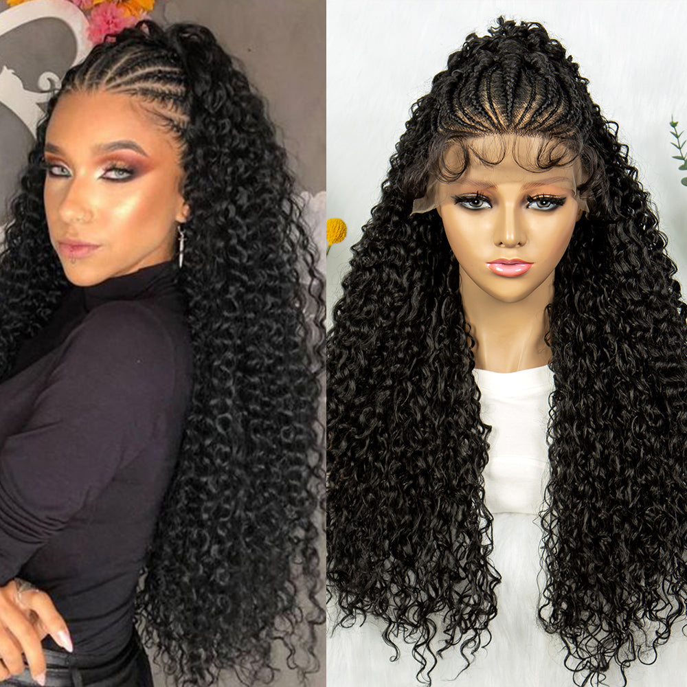 Anytime Wig Cornrow Braided Wig Synthetic Lace Front Wig 24 inches ...