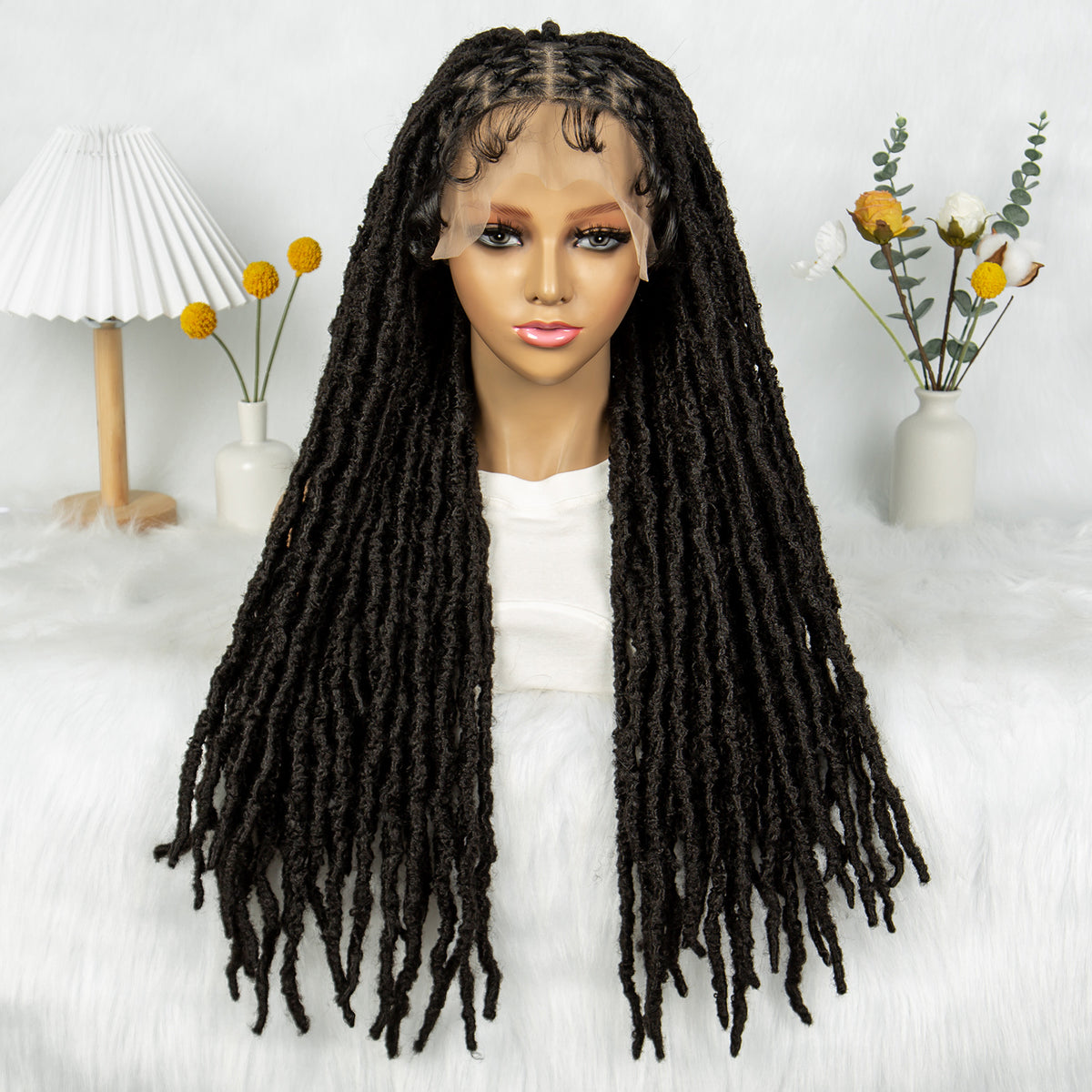 Anytime Wig Synthetic Full Lace Cornrow Locs Braided Wig Hair 28 ...
