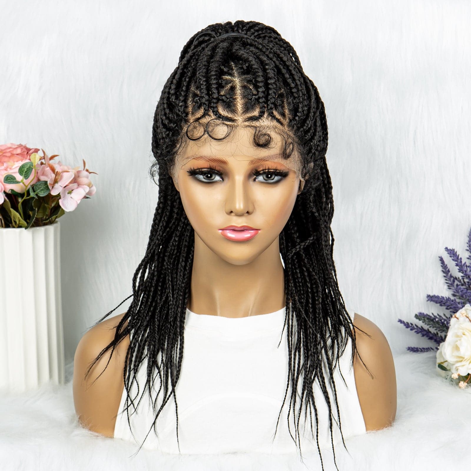 Anytime 26 Inch High Ponytail Braided Wigs Synthetic Lace Front Braide