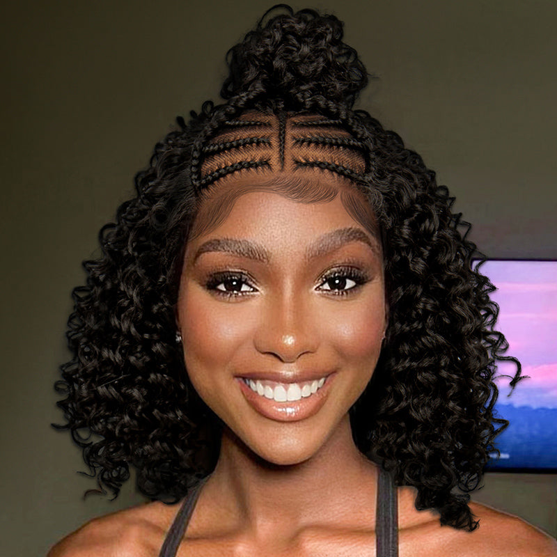 Anytime Lace Front Braided Wigs Short Afro Kinky Curly Braided Wigs ...