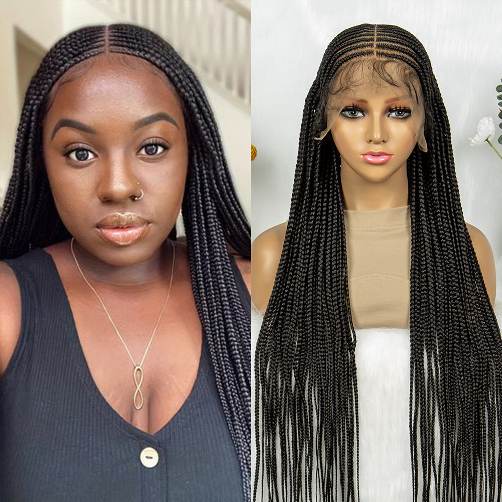 Anytime 36 inches Cornrow Synthetic Transparent Full Lace Braided Wigs ...