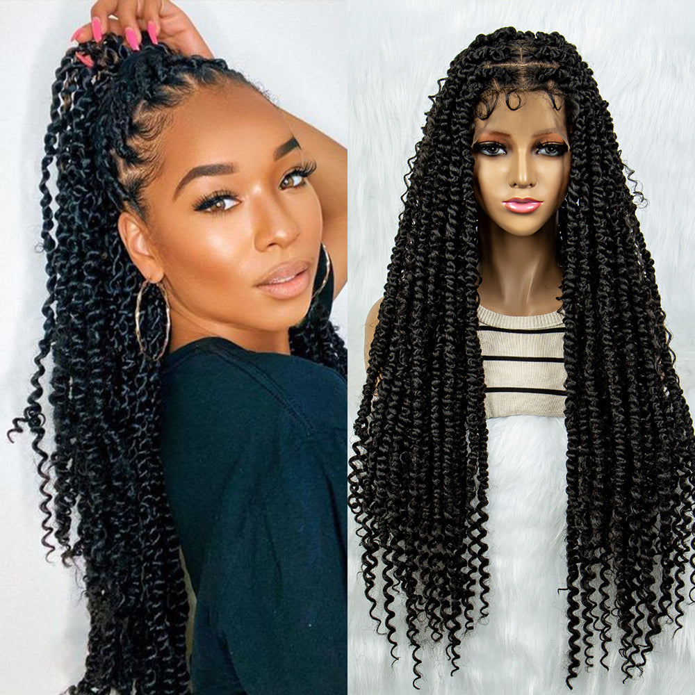 Anytime Full lace long braided braid with lace knots on the top of the ...