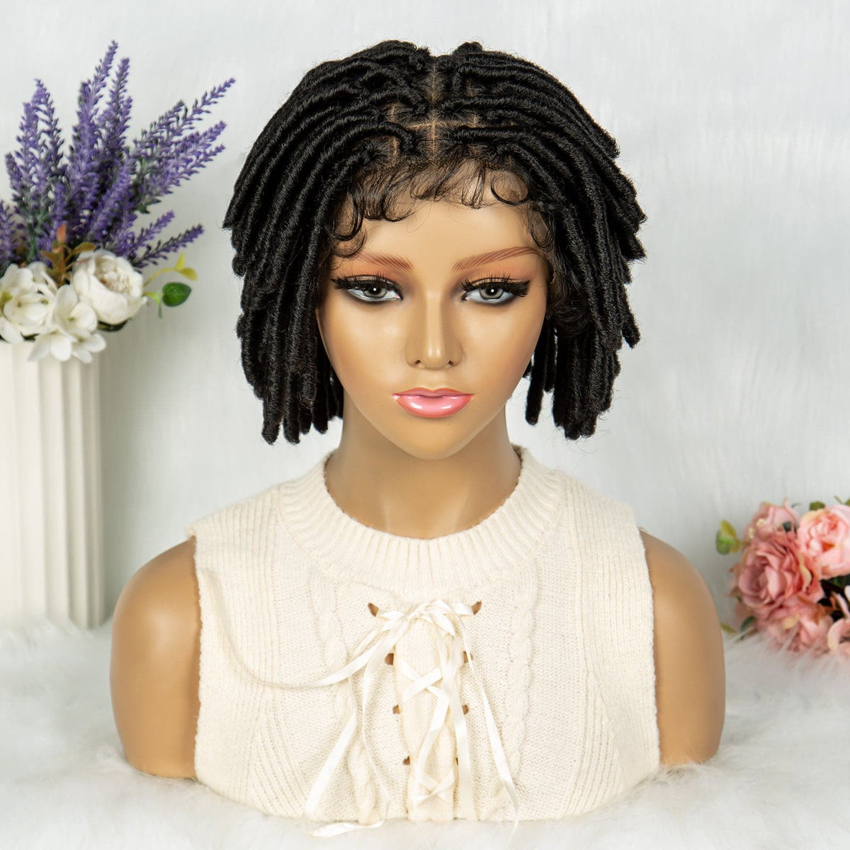 Anytime Short Dreadlocks Braided Wigs Lace Front Square Knotless ...