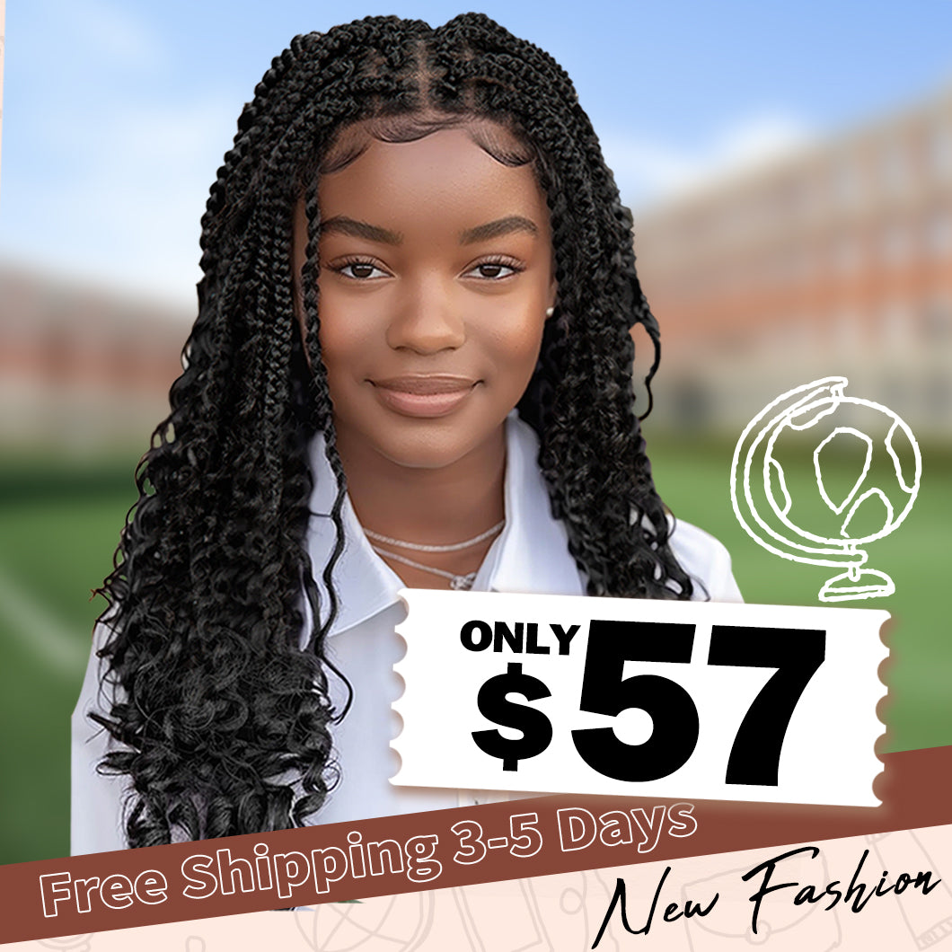 Anytime 16 inches Full Lace Braided Wig Knotless Box Faux Locs Hair ...