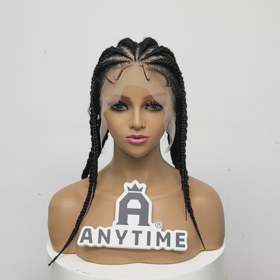 Anytime Synthetic Cornrow Full Lace Wig 6 Dutch Box Braided Wigs 18 in ...